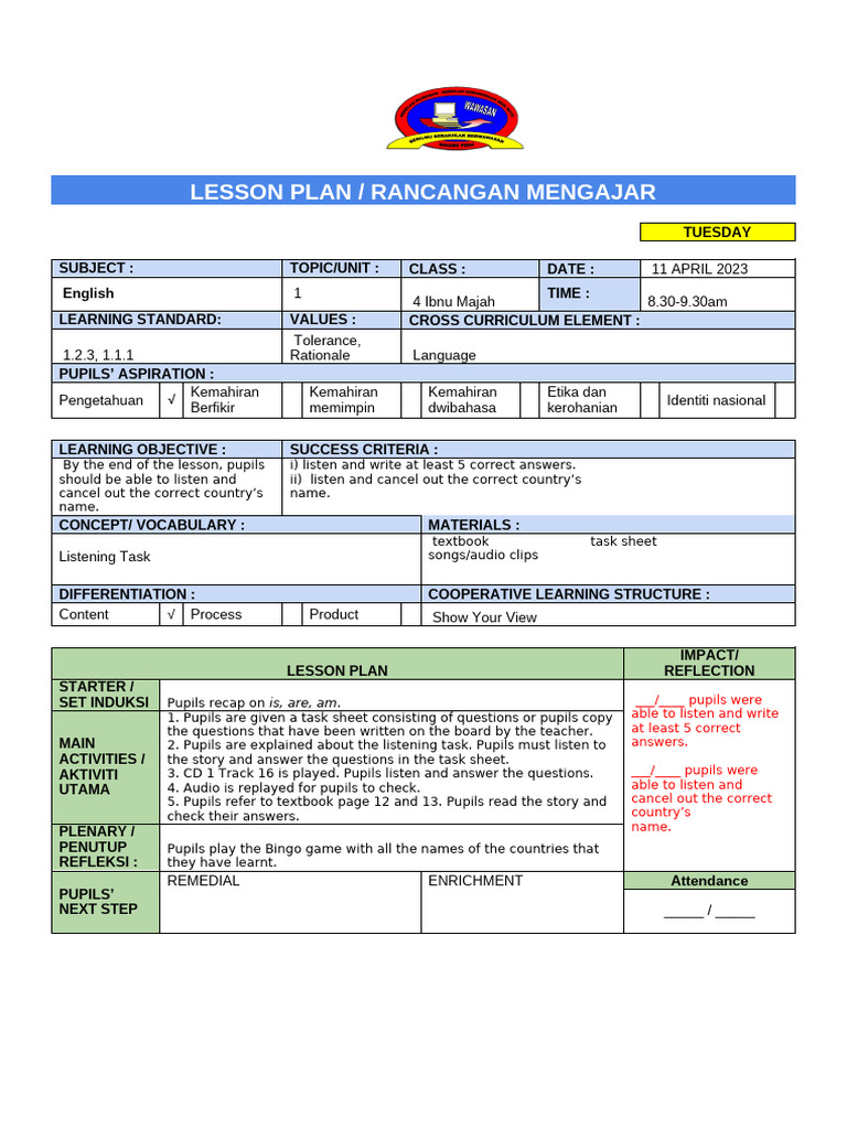 Week 4 | PDF | Phonics | Lesson Plan
