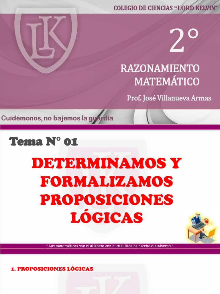 T01 - LOGICA PROPOSICIONAL - FORMALIZACION - RM - 2do LK - 2024 | PDF | Proposición | Álgebra de ...