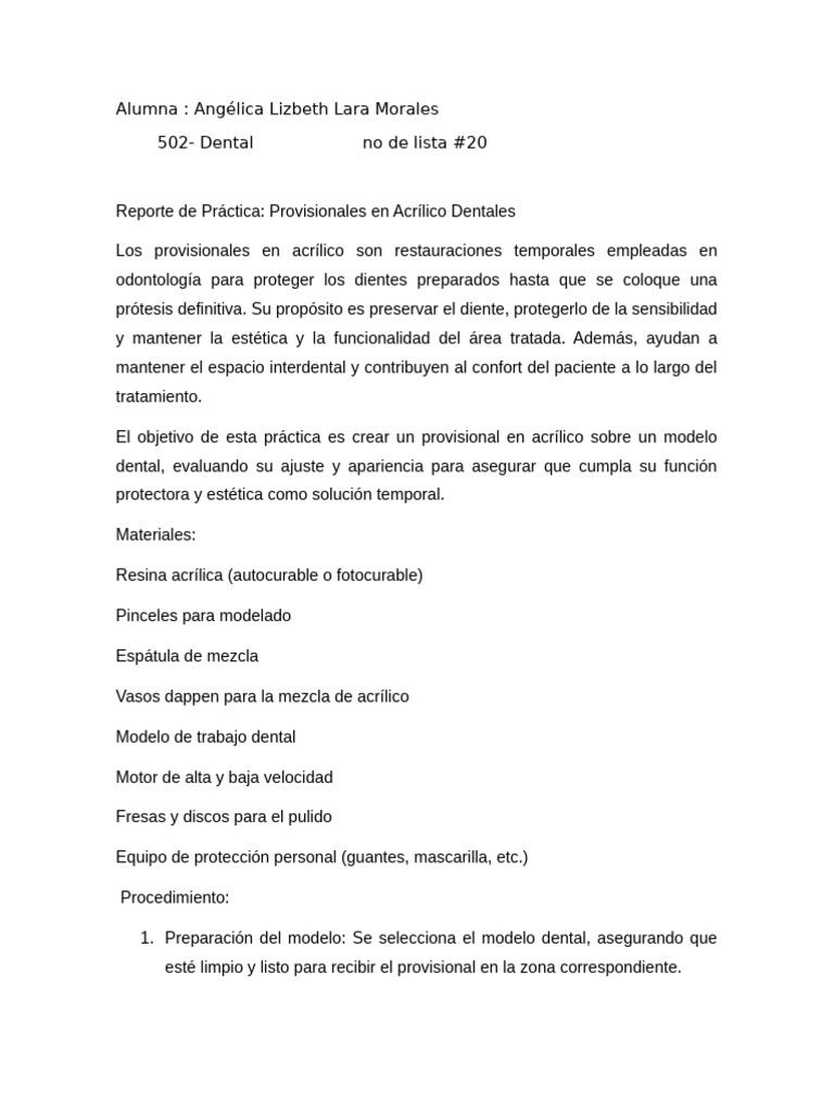 Reporte de Provis Liz | PDF