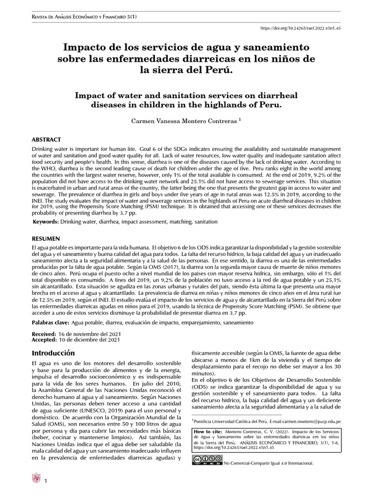 VOL 5 - N1 - 1 - Carmen Montero | PDF | Agua | Saneamiento