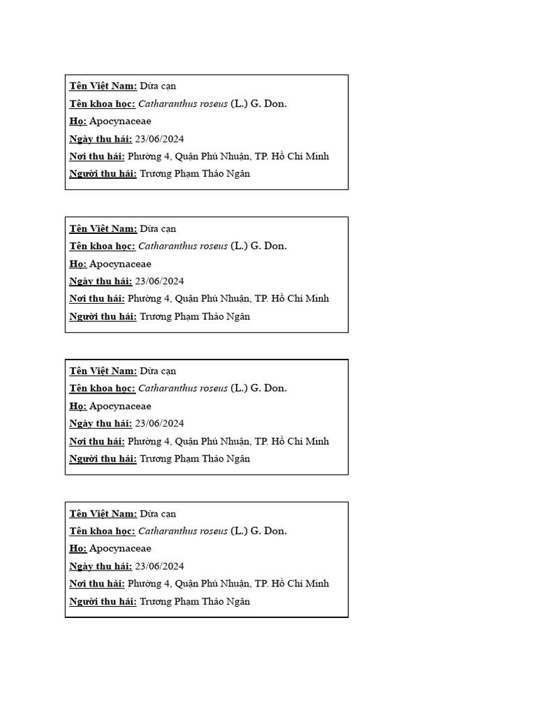 (L.) G. Don. Apocynaceae: Catharanthus Roseus | PDF