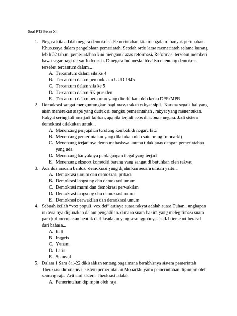Pts Kelas Xii 2024 | PDF
