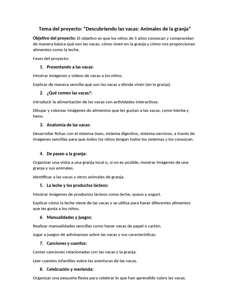 Proyecto Animales de Granjas. | PDF | Cocina, comidas y vino