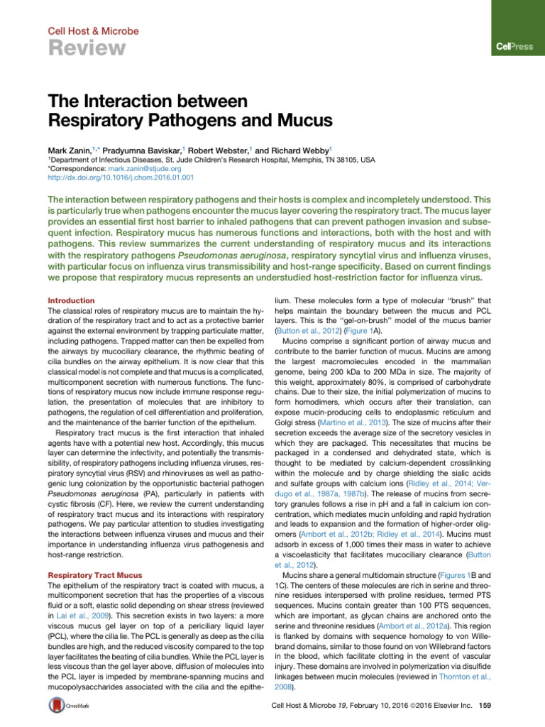 Respiratory Pathogens and Mucus | PDF | Influenza | Mucus