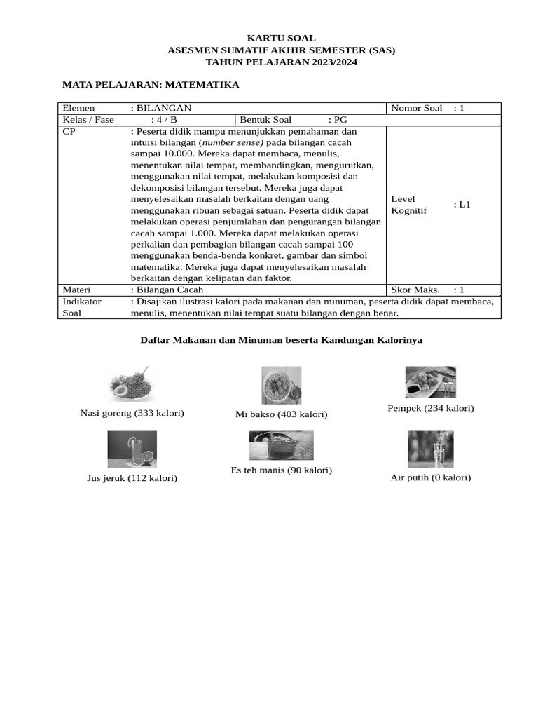 Kartu Soal - MTK - 4 | PDF
