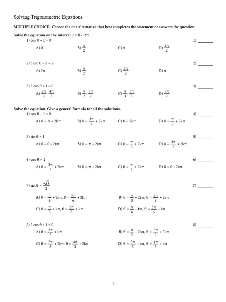 Solving Trigonometric Equations | PDF | Mathematical Objects | Mathematics
