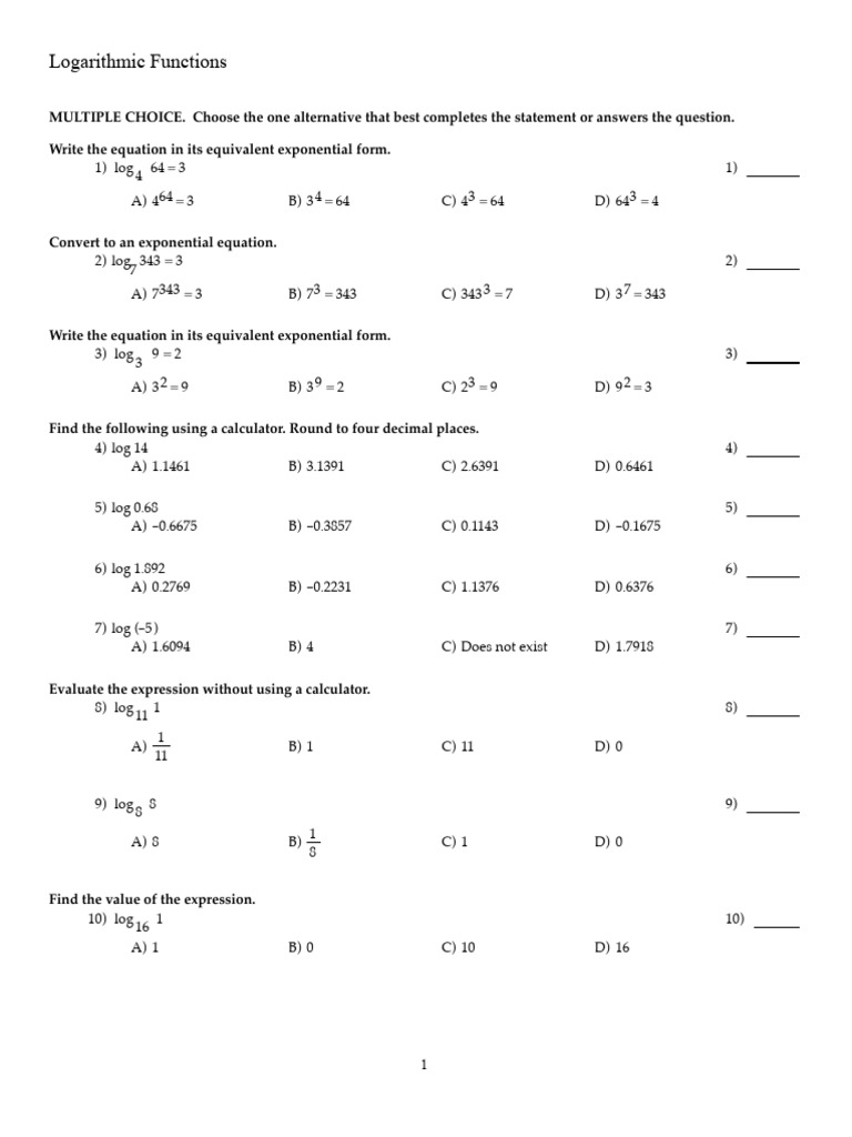 Logarithmic Functions | PDF | Logarithm | Mathematical Objects