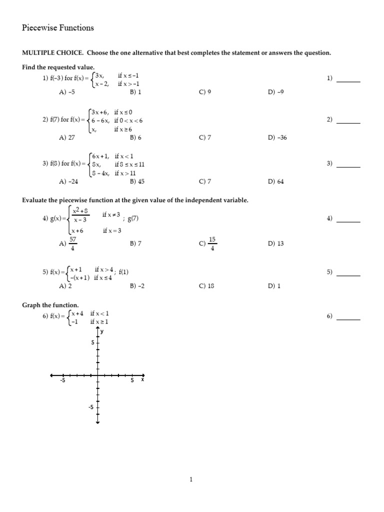 Piecewise Functions | PDF | Function (Mathematics) | Mathematical Analysis