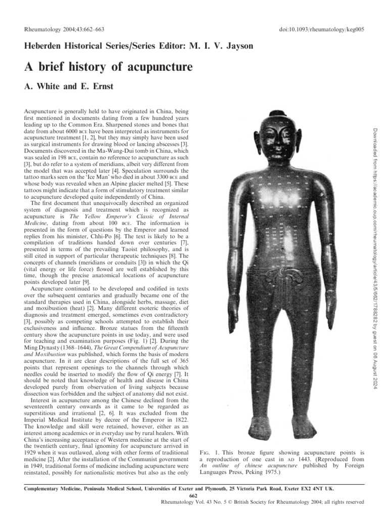 History of Acupuncture Overview | PDF | Acupuncture | Traditional ...