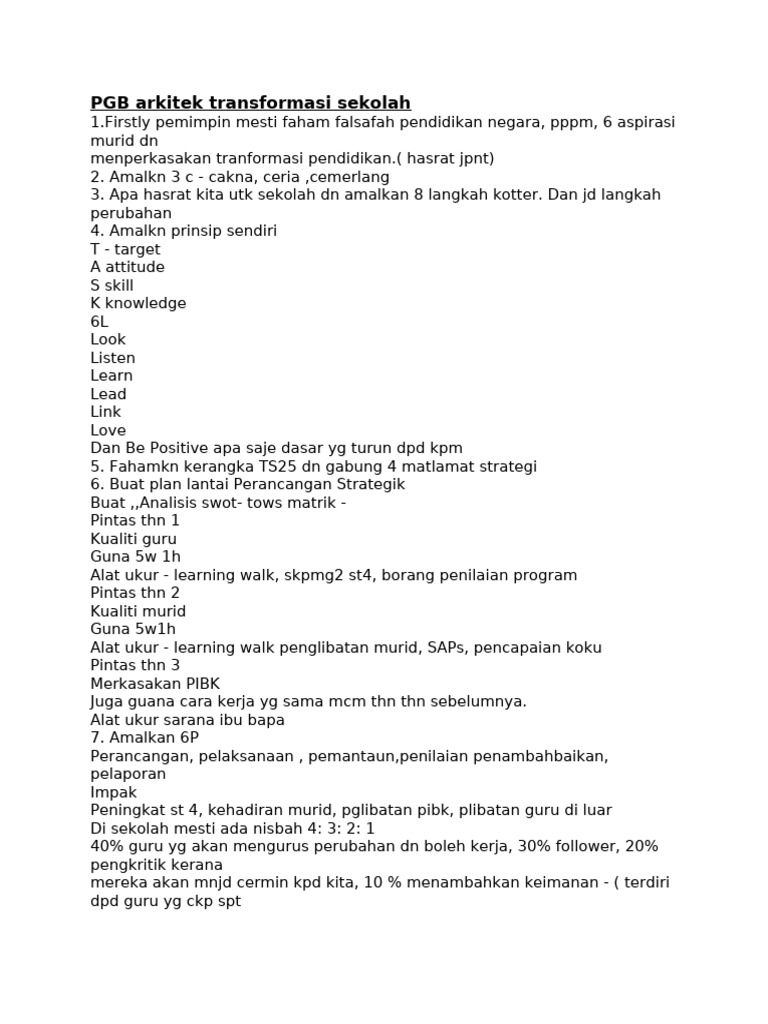 PGB Arkitek Transformasi Sekolah | PDF | Bisnis