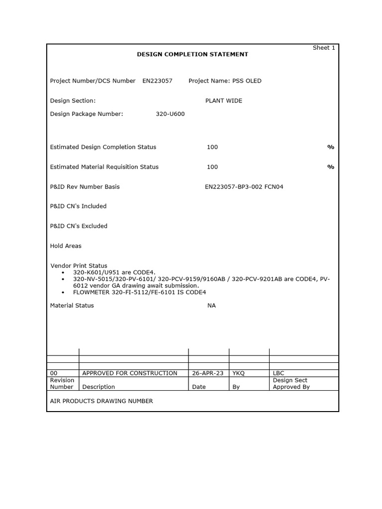 Design Completion Statement-Pss | PDF | Specification (Technical ...