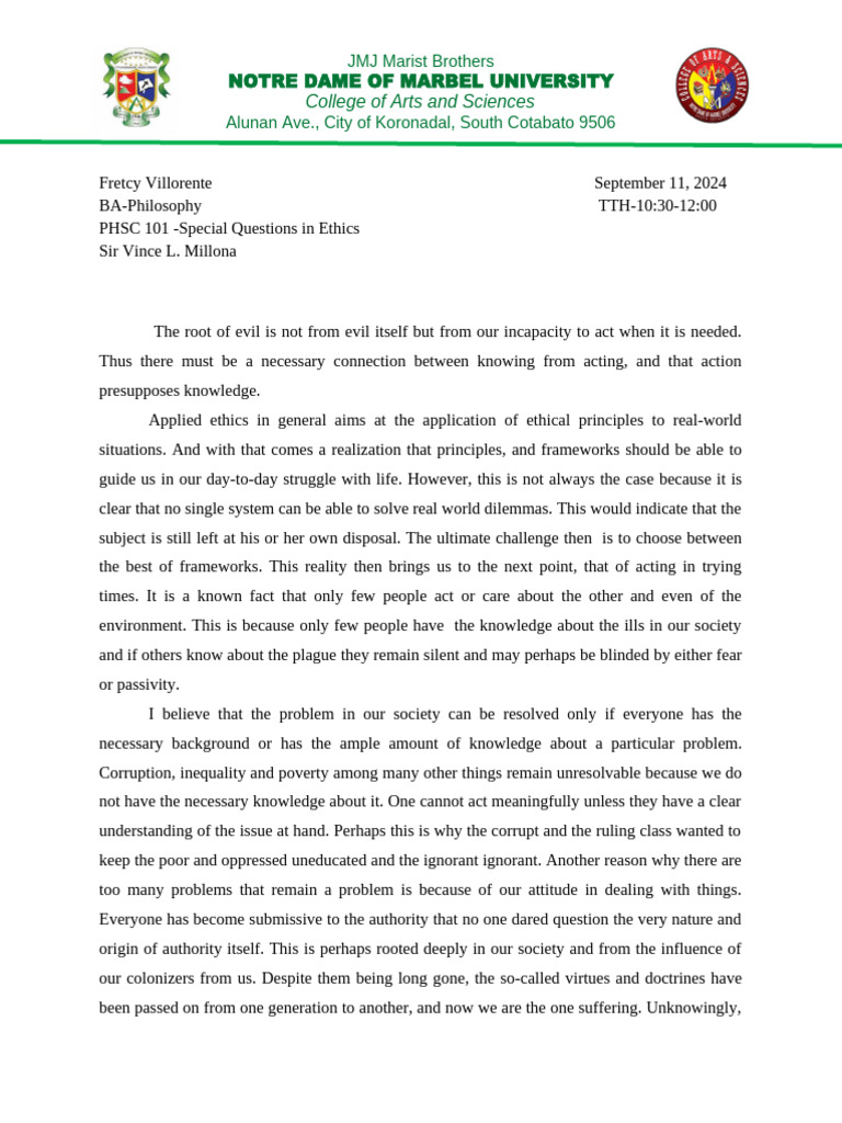 Villorente PHSC101 RP 2 | PDF | Knowledge