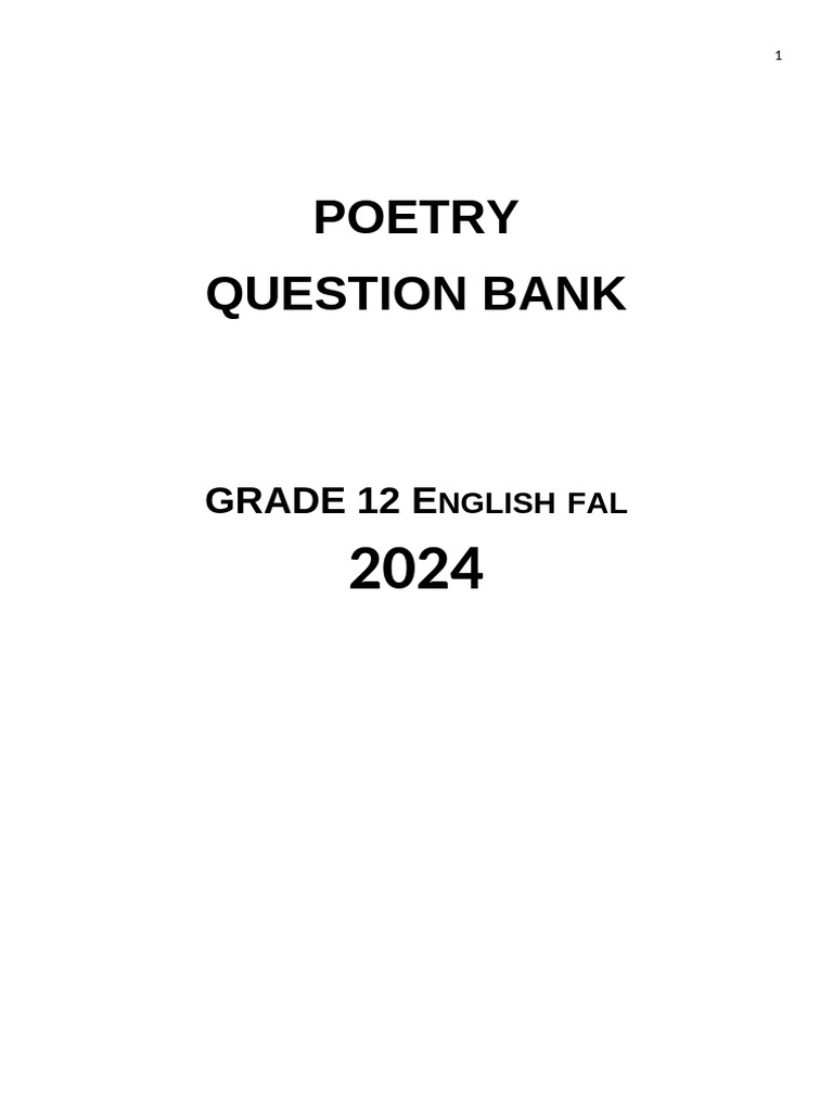 Poetry Question Bank 2024 | PDF | Poetry