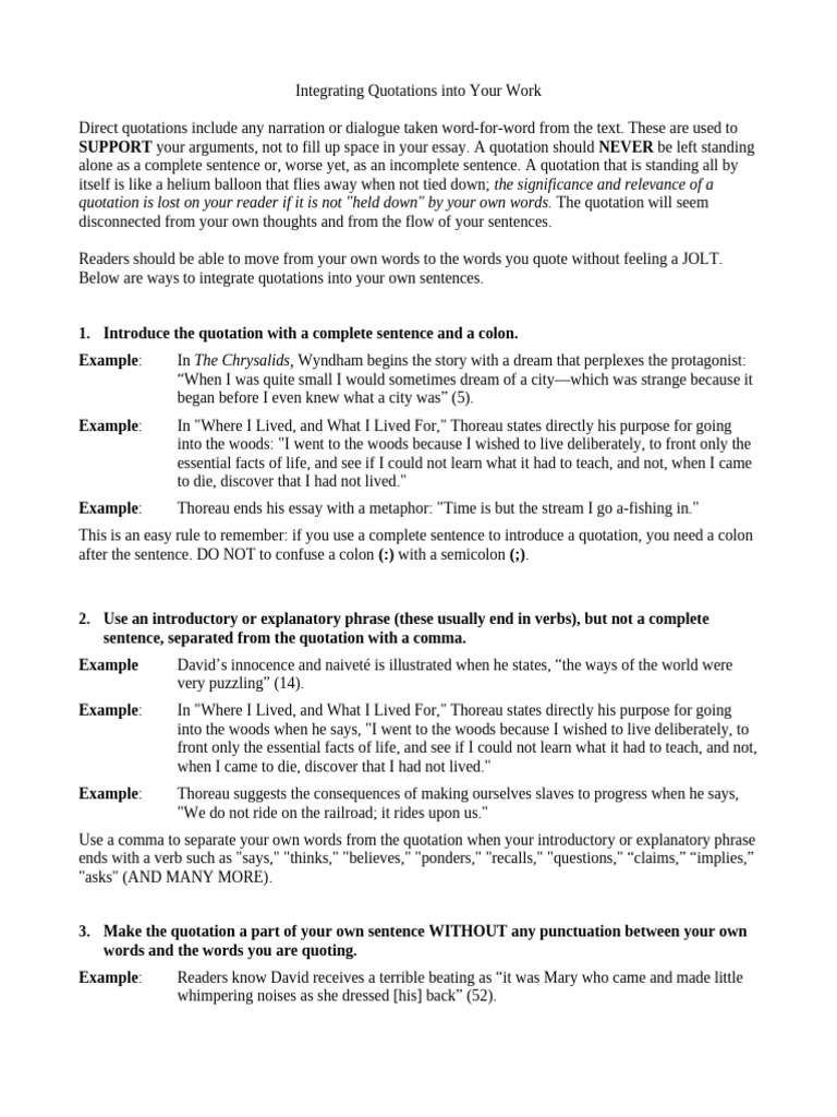 Integrating Quotations Into Your Work 2 | PDF | Comma | Ellipsis