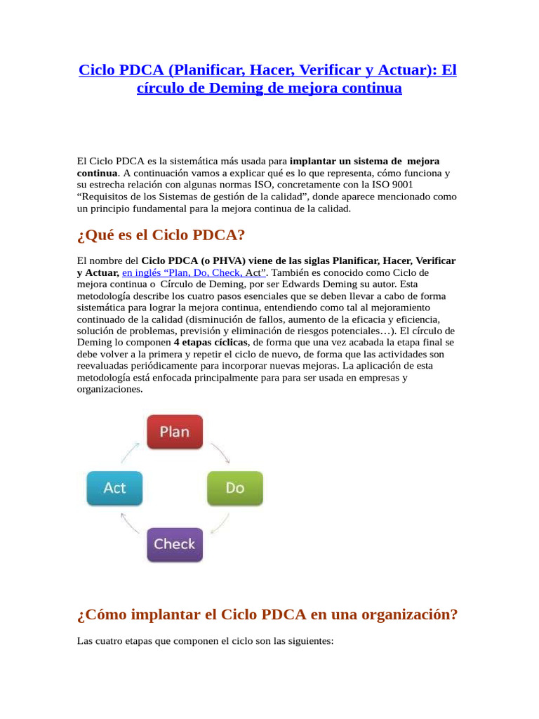 Ciclo PDCA | PDF