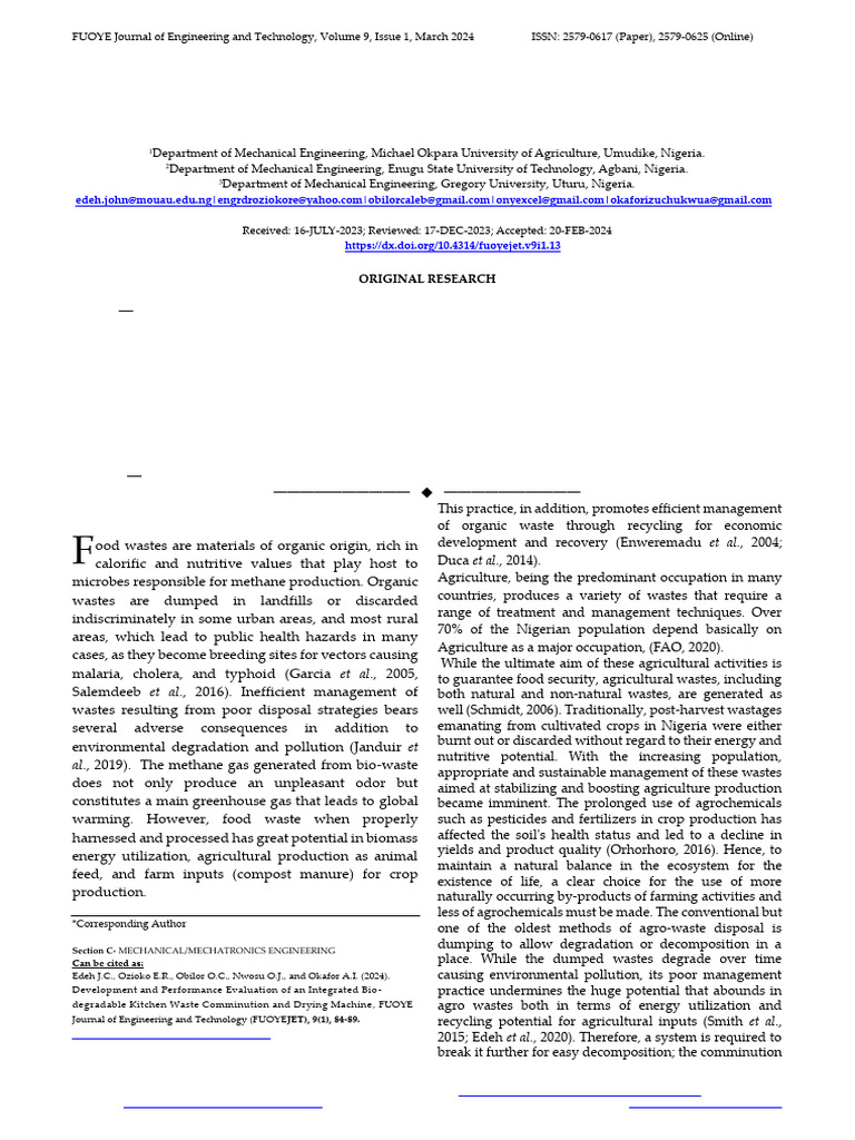 Development and Performance Evaluation of An Integ | PDF | Agriculture | Bending