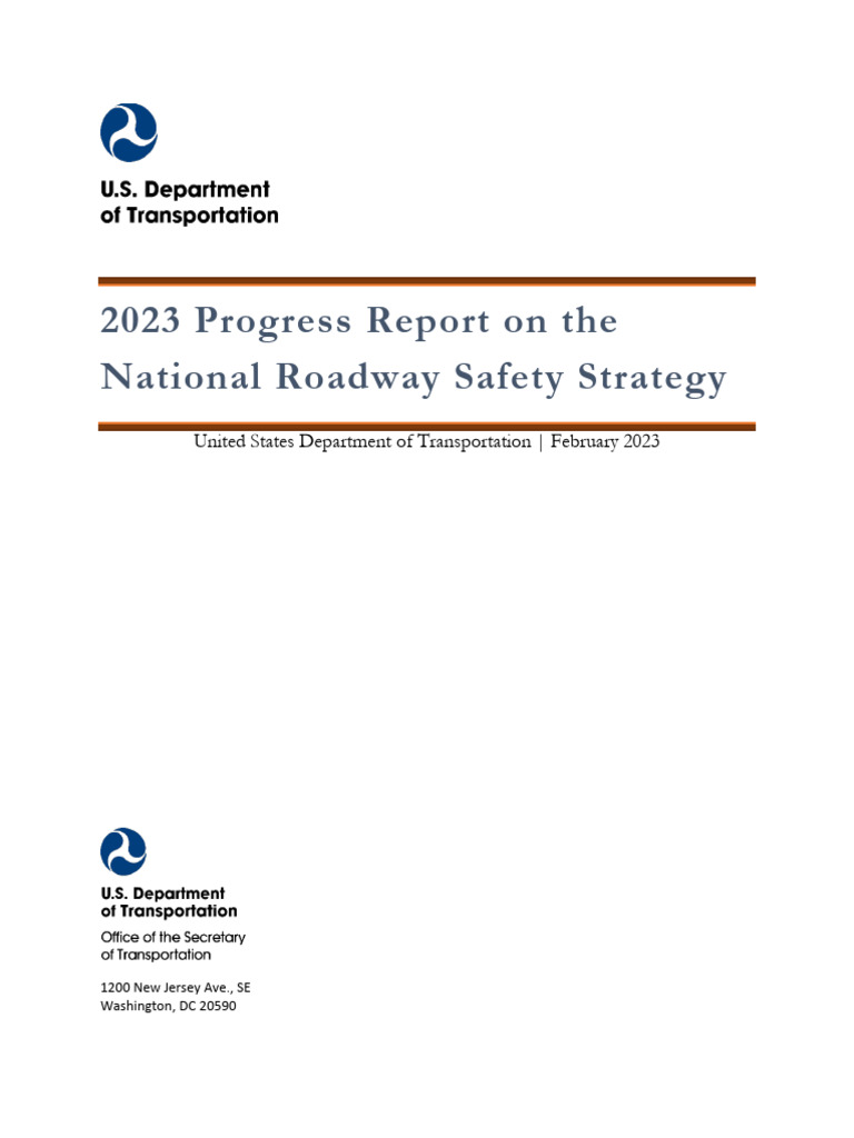 2023 Progress Report National Roadway Safety Strategy Pdf Road
