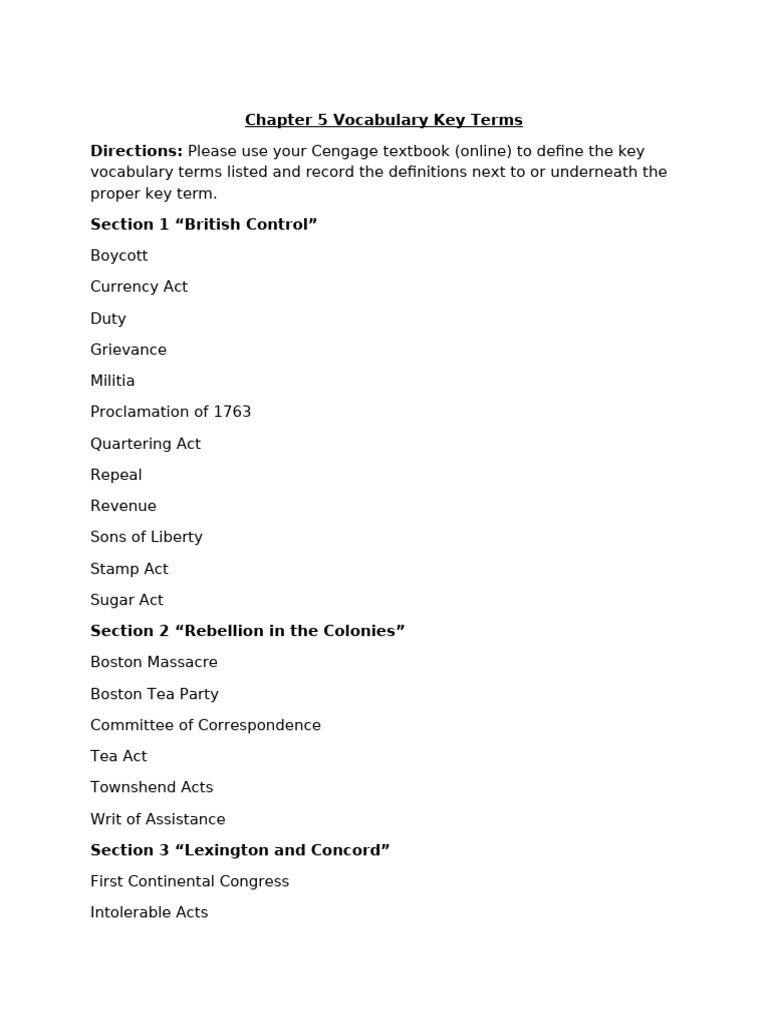 Chapter 5 Vocabulary Key Terms | PDF | History