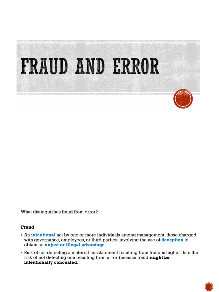 07 Fraud and Error | PDF | Fraud | Internal Control
