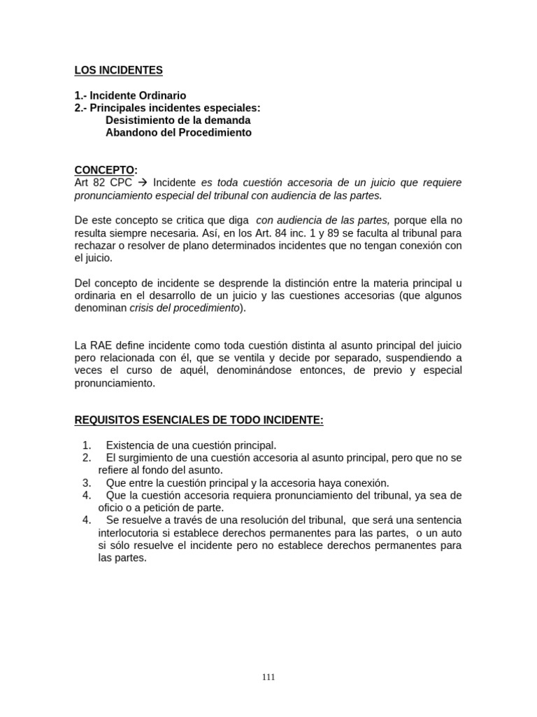 Incidentes en Juicios: Tipos y Tramitación | PDF | Demanda judicial ...