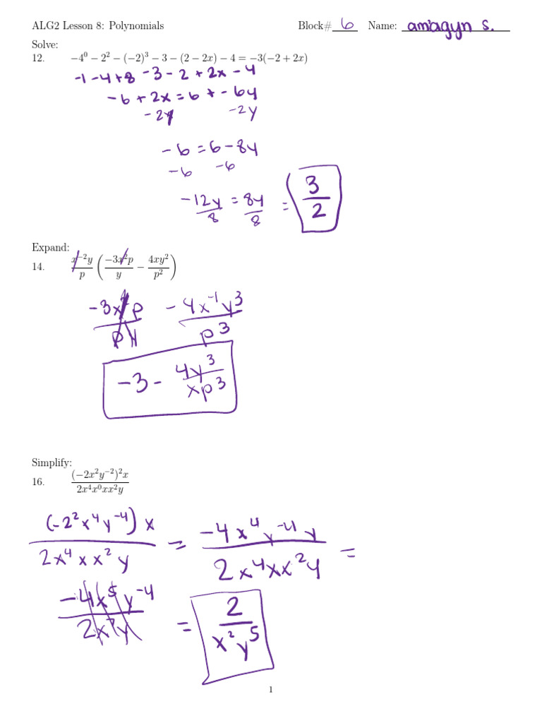 ALG2 L8 Homework 2024 09 10 | PDF