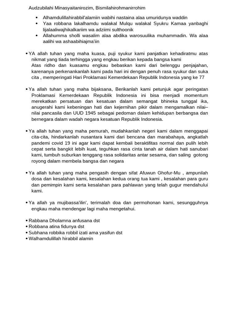 Naskah Doa Upacara 17 Agustus | PDF | Agama & Spiritualitas