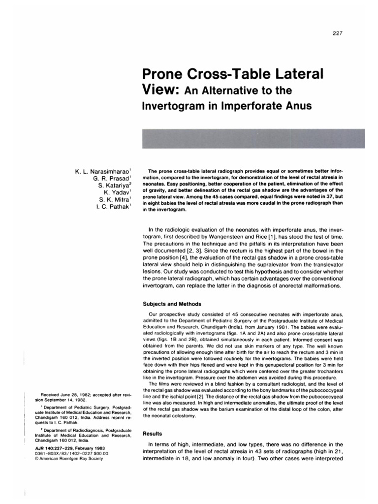 Narasimharao Et Al 2012 Prone Cross Table Lateral View An Alternative ...