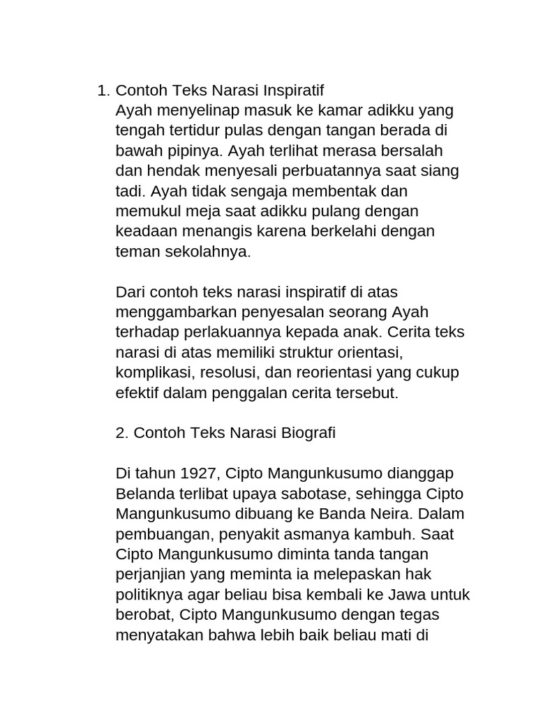 Contoh Teks Narasi Inspiratif | PDF