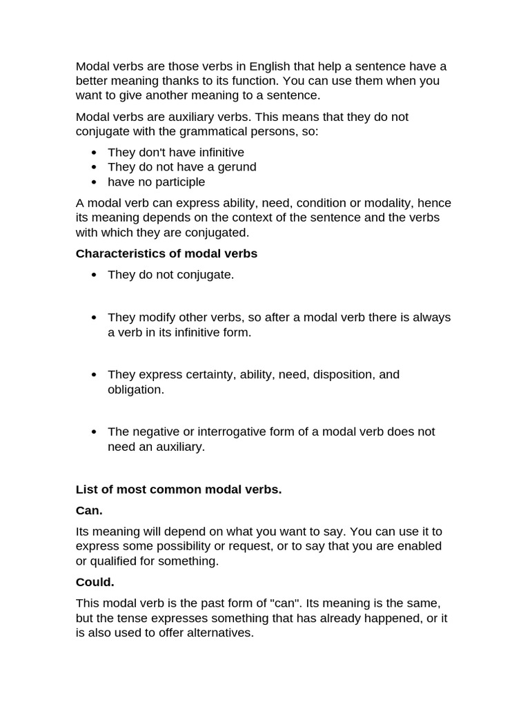 Modal Verbs | PDF