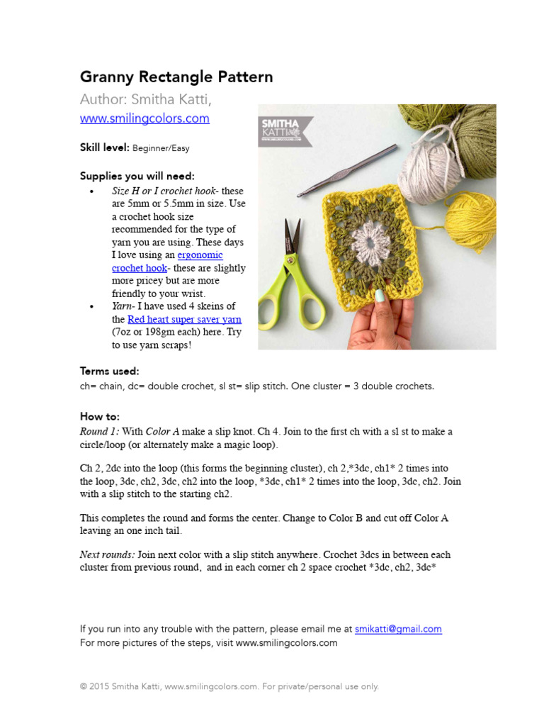 SK - Basic Granny Rectangle Pattern | PDF | Teaching Methods ...