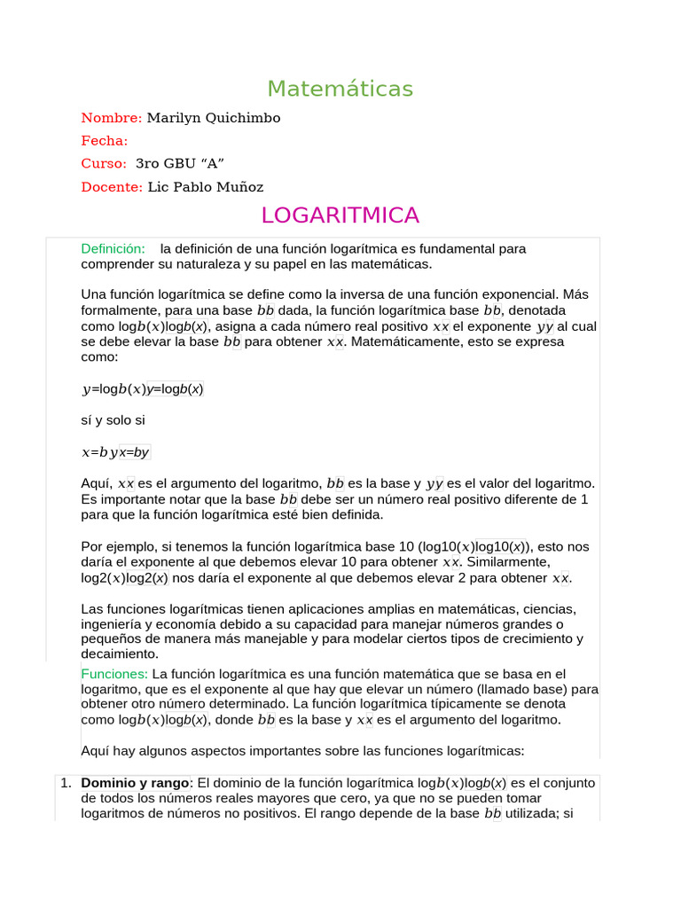 3ro Matematicas Nuevesito | PDF | Logaritmo | Exponenciación
