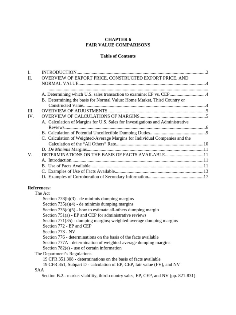 Chapter 06 Fair Value Comparisons | PDF | Dumping (Pricing Policy) | Prices
