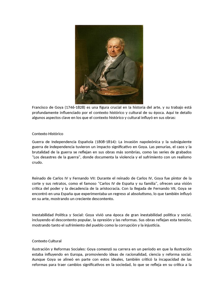 Influencia del Contexto en Goya | PDF | Francisco Goya | Pintura de retrato