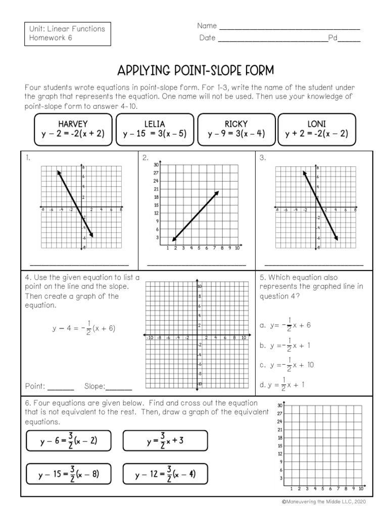 Applying Point Slope Practice | PDF | Applied Mathematics ...