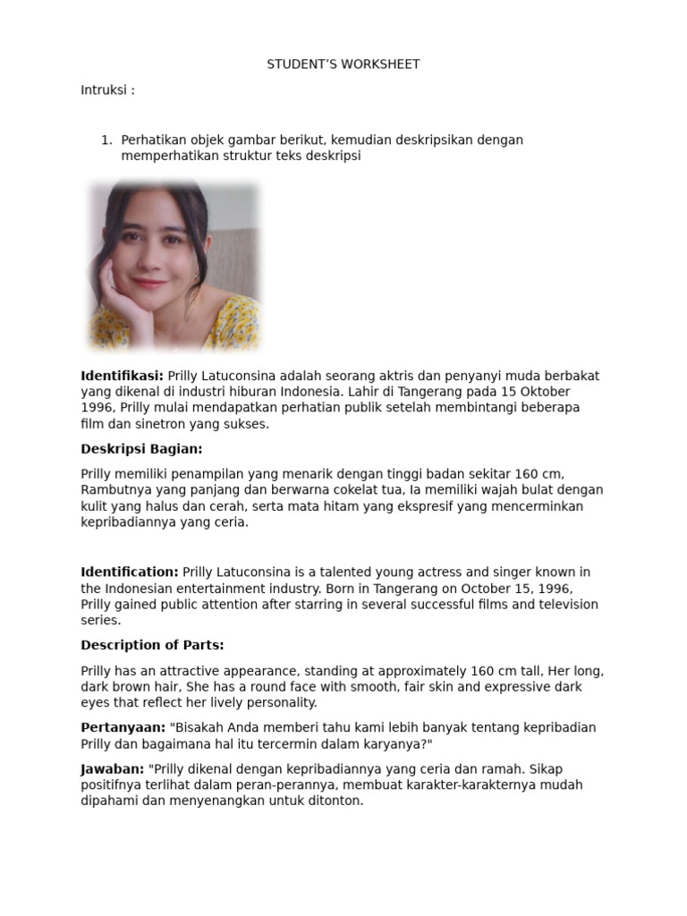 LKPD Membuat Teks Deskripsi | PDF