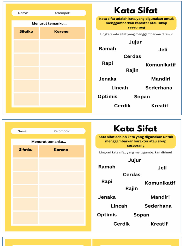 LKPD Mengenal Kata Sifat | PDF