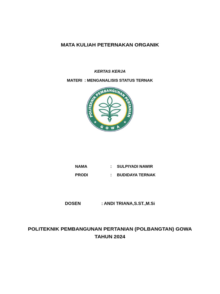 Tugas Ibu Andi Menganalisis Ternak | PDF