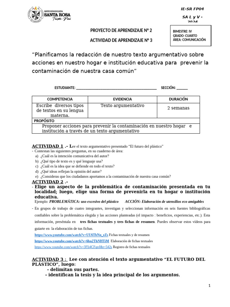 Actividad 3 (Proyecto 2) - NOV 2024 | PDF | Cognición