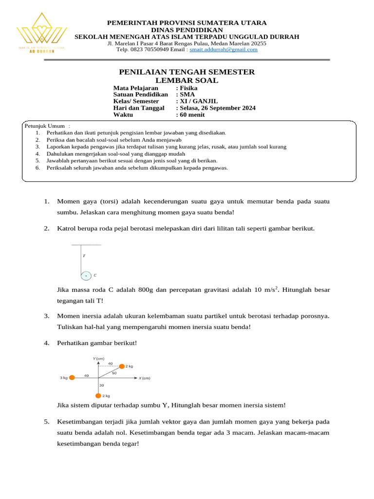 Soal Fisika Xi PTS Ganjil | PDF