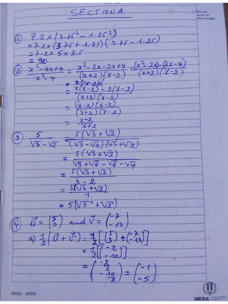 Correction of Maths Exam 2022-2023 | PDF