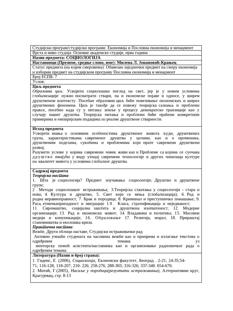 Tabela 5 2 Sociologija 2023 | PDF