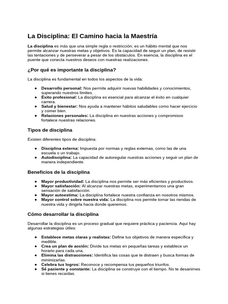 La Disciplina - El Camino Hacia La Maestría | PDF | Disciplinas ...