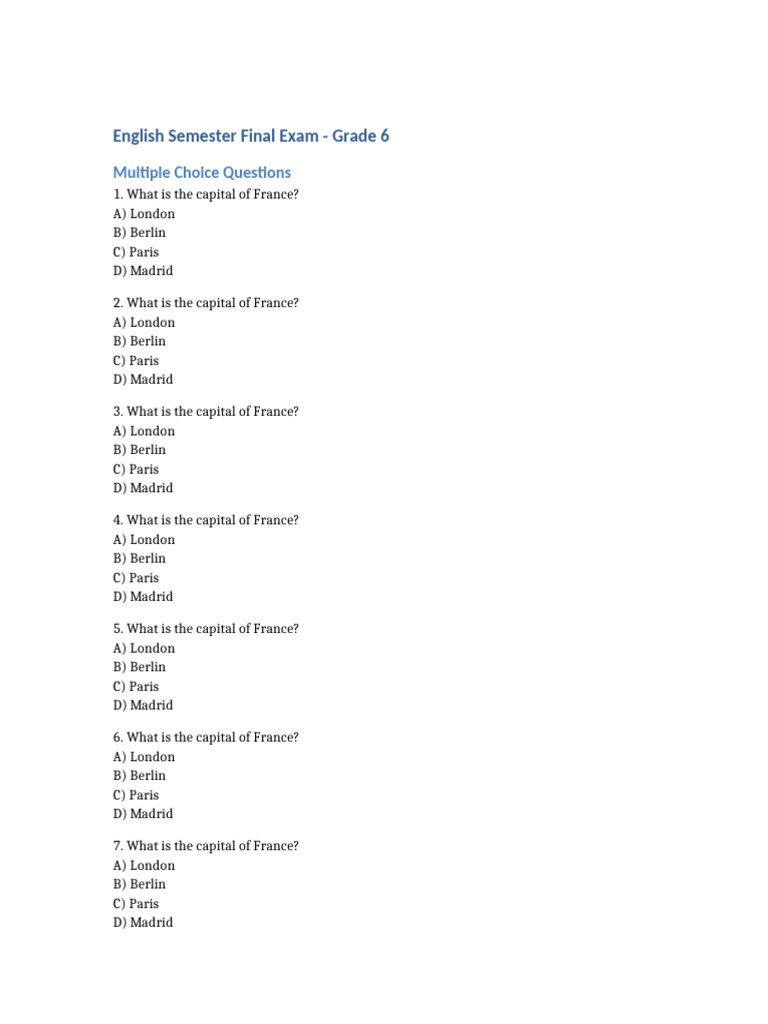 Grade 6 English Final Exam Guide | PDF | Qualifications | Science