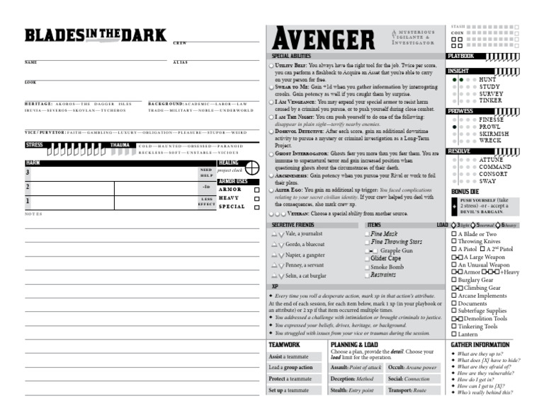 Avenger Character Sheetv2 | PDF