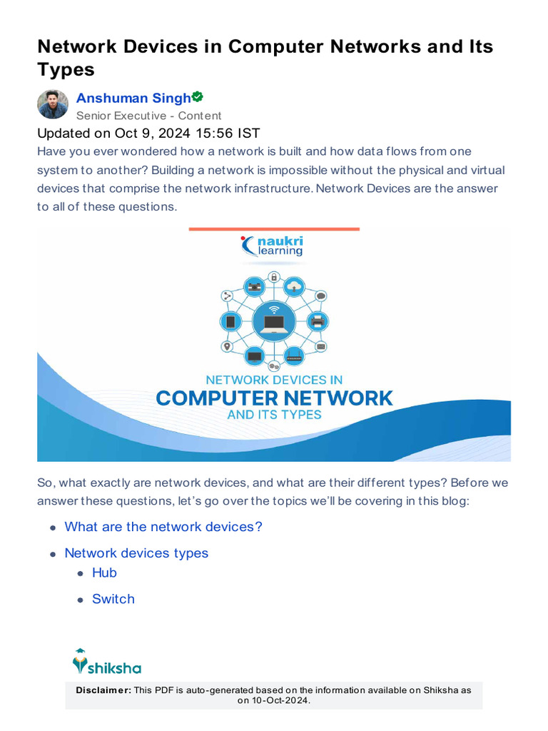 Network Devices Pdf Computer Network Network Switch