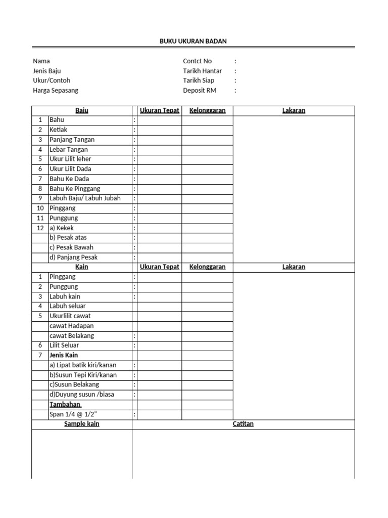 Buku Ukuran Badan 2015 | PDF