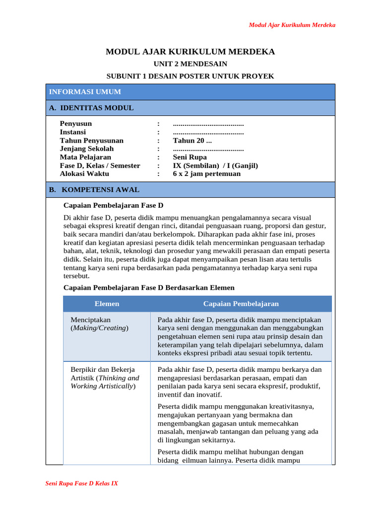 Modul Ajar Unit 2 Mendesain | PDF