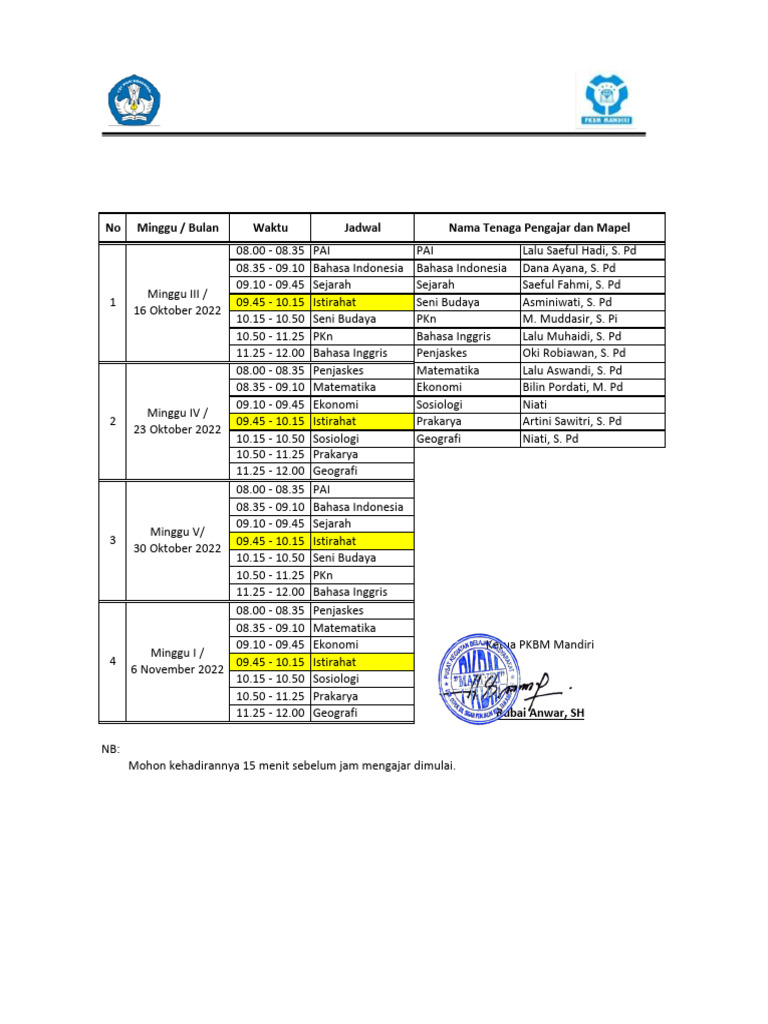 Jadwal PKBM C | PDF | Sains & Matematika