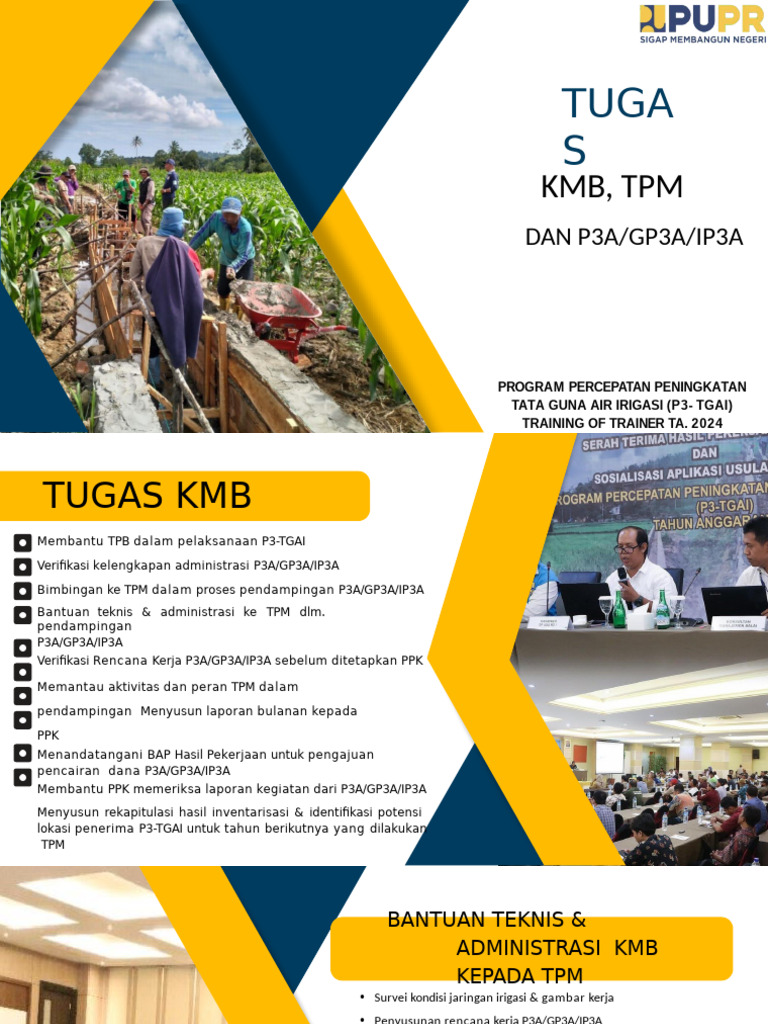 TOT-Tugas KMB, TPM Dan P3A 2024 (Plus Materi Saluran Irigasi) | PDF