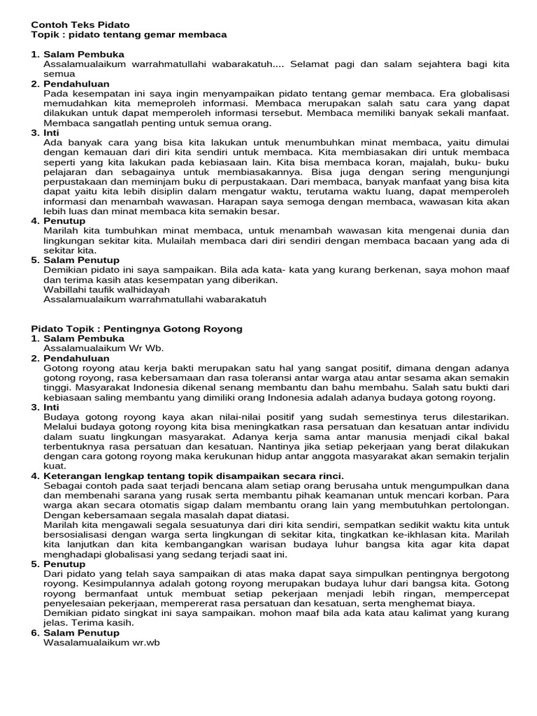 Contoh Teks Pidato | PDF